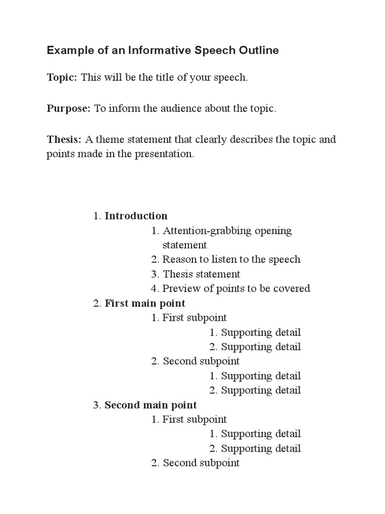 Example of An Informative Speech Outline | PDF