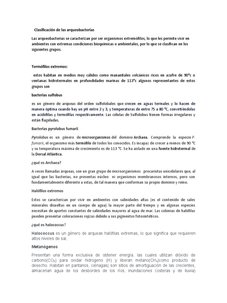 Clasificación de Las Arqueobacterias | PDF