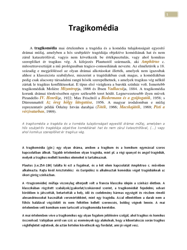 Tragikomédia | PDF
