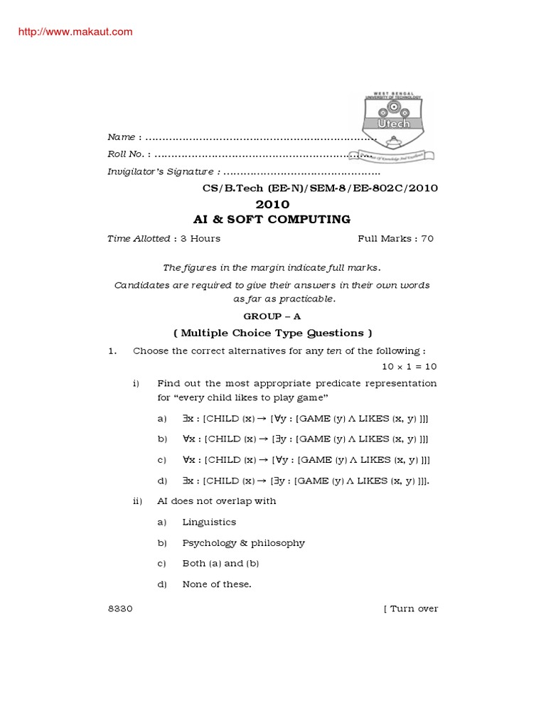Btech Ee 8 Sem Ai and Soft Computing 2010 | Download Free PDF ... Btech Ee 8 Sem Ai and Soft Computing 2010 | Download Free PDF ...