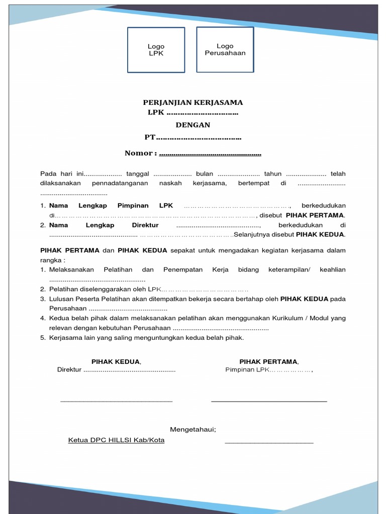 Contoh MOU Kerjasama Pelatihan | PDF | Karier & Perkembangan | Bisnis