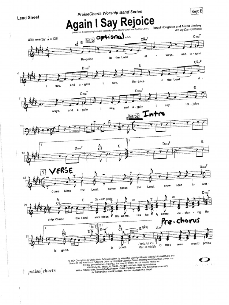 Again I Say Rejoice Lead Sheet | PDF