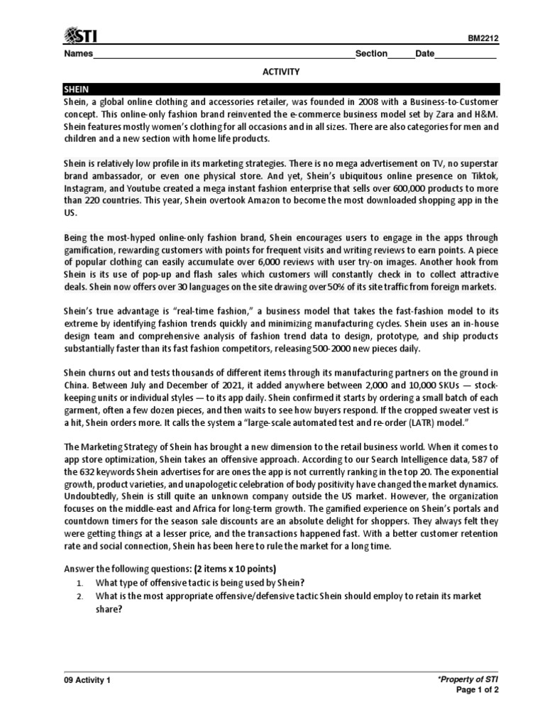 09 Activity 1 | PDF | Business | Marketing