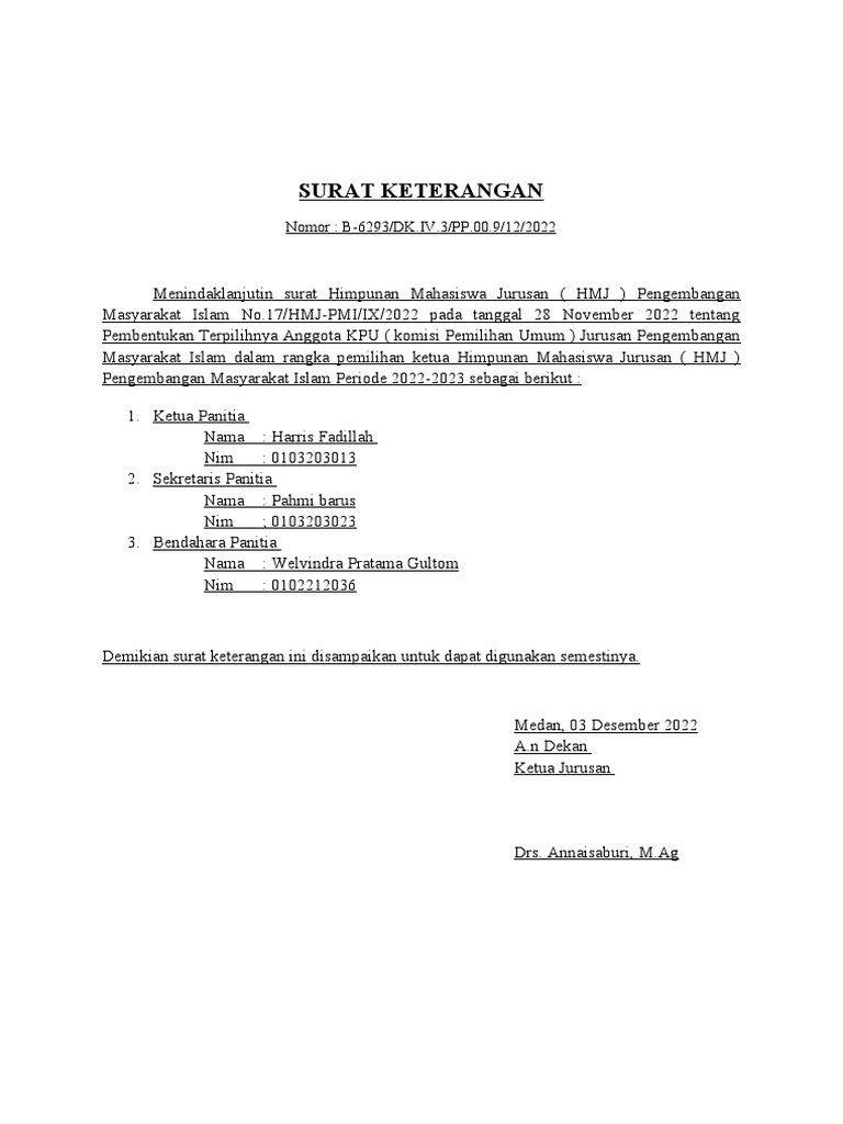 Surat Keterangan Kpu | PDF