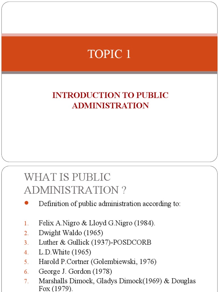 Topic 1-Intro To Public Admin. | PDF | Policy | Public Administration