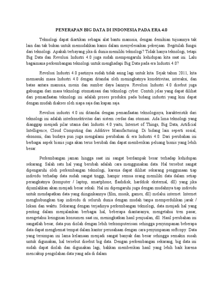 Penerapan Big Data Di Indonesia Pada Era 4.0 | PDF