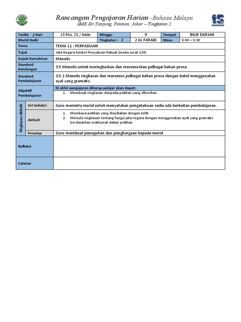 RPH BM Tingkatan 2 | PDF