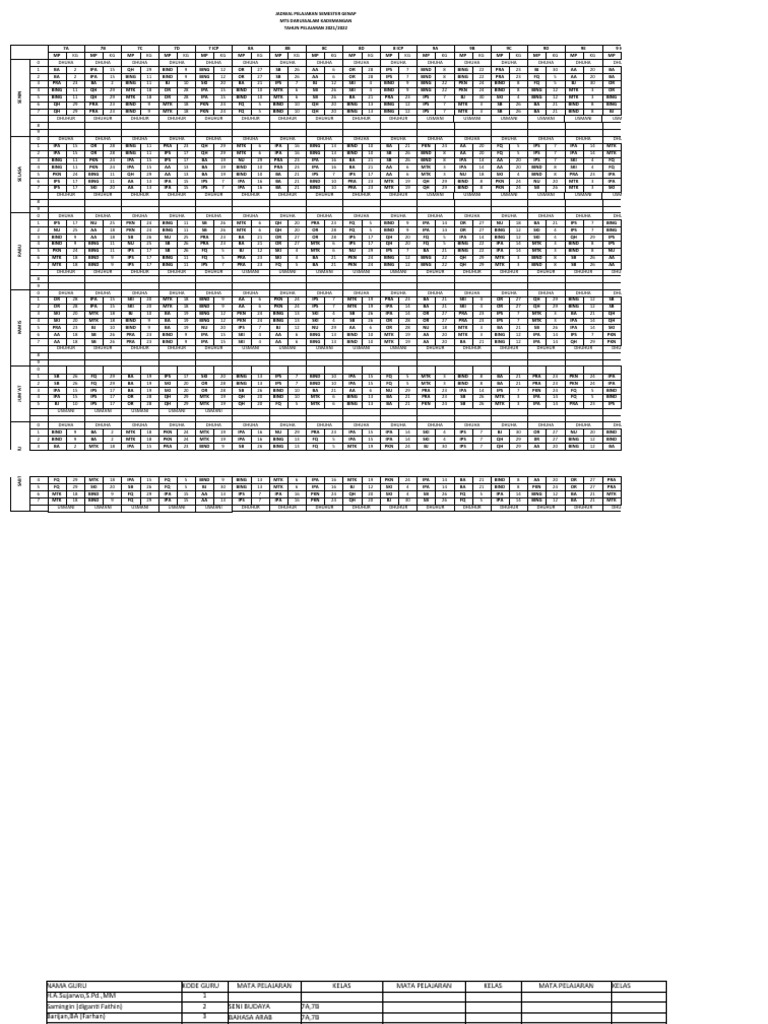 Jadwal Semester Genap 2021-2022 Oke | PDF