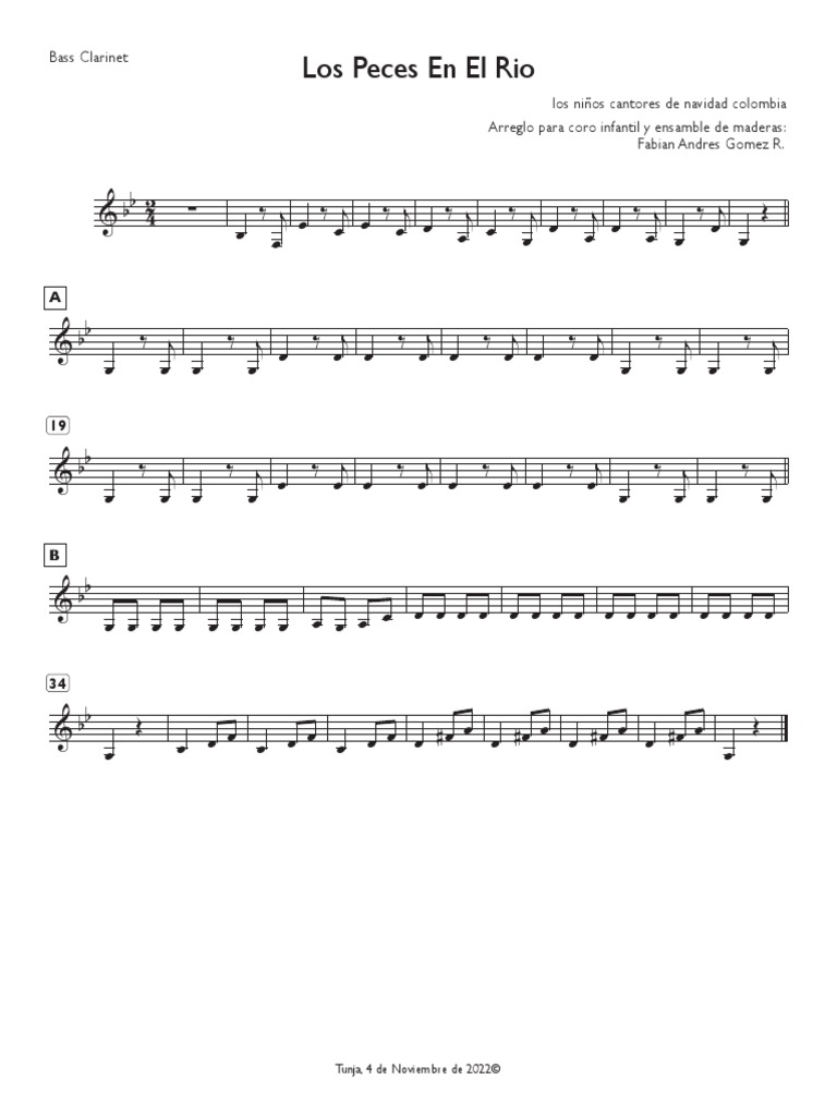 Los Peces en El Rio - Bass Clarinet | PDF