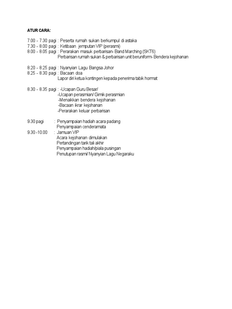 Atur Cara Sukan 2022 | PDF