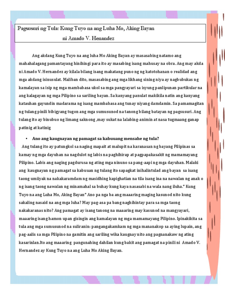 Pagsusuri Sa Tula Ni Amado v. Hernandez | PDF
