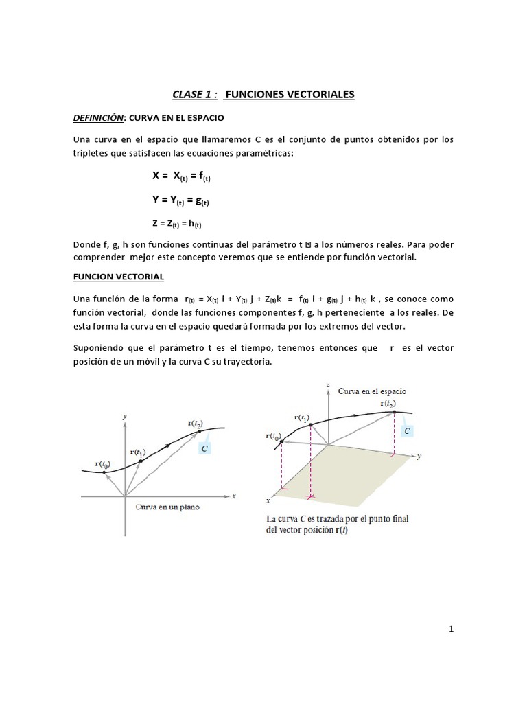 Clase 1 Funciones Vectoriales | PDF | Vector Euclidiano | Curva