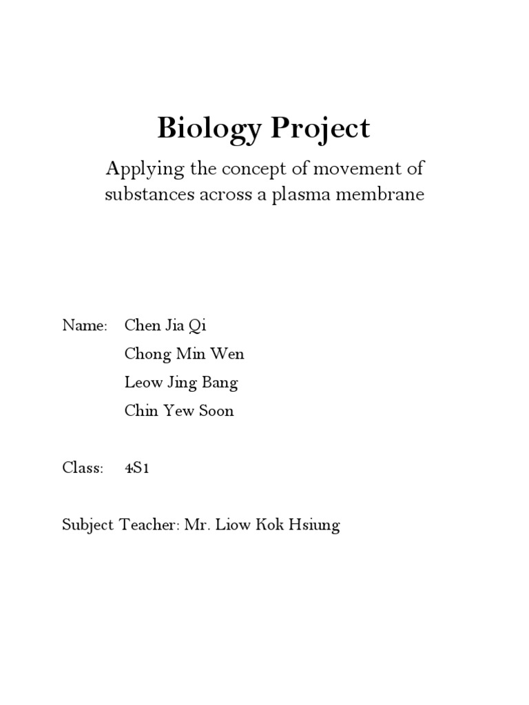 Biology Report (Osmosis) Example | PDF | Pickling | Osmosis