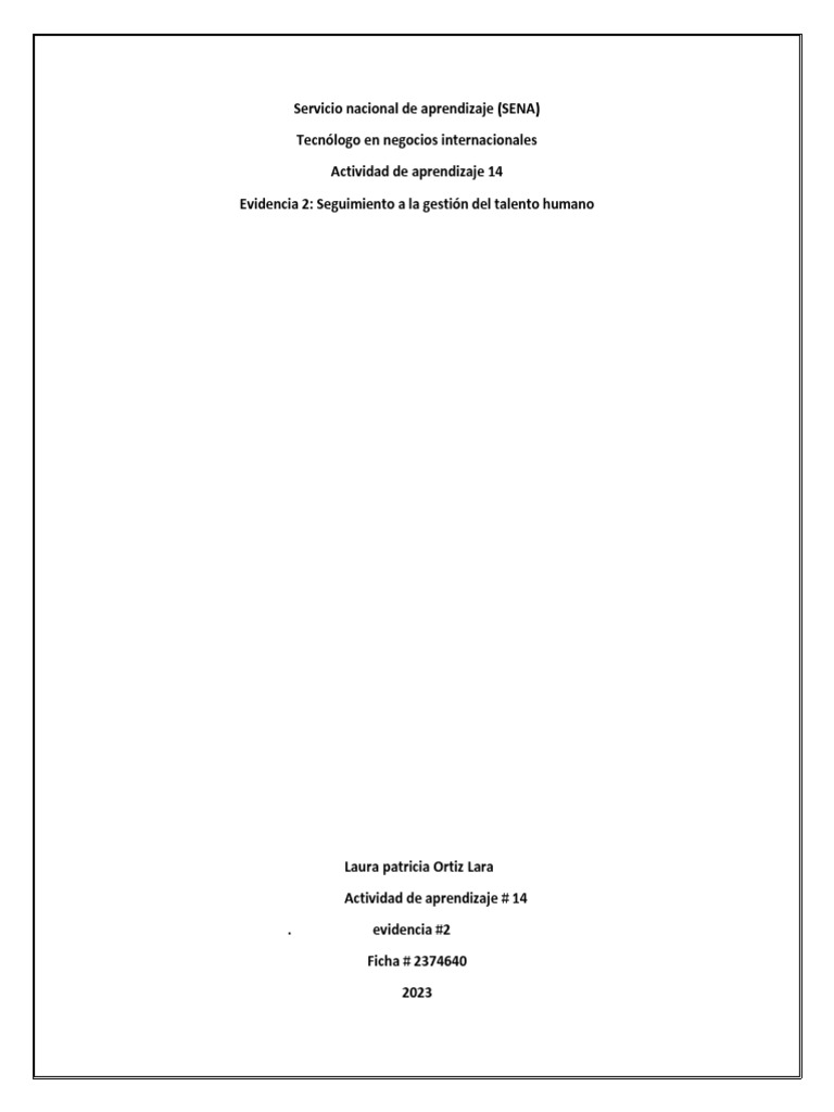 Actv 14 Ev 2 Completo | PDF | Gestión del talento | Servicio al Cliente