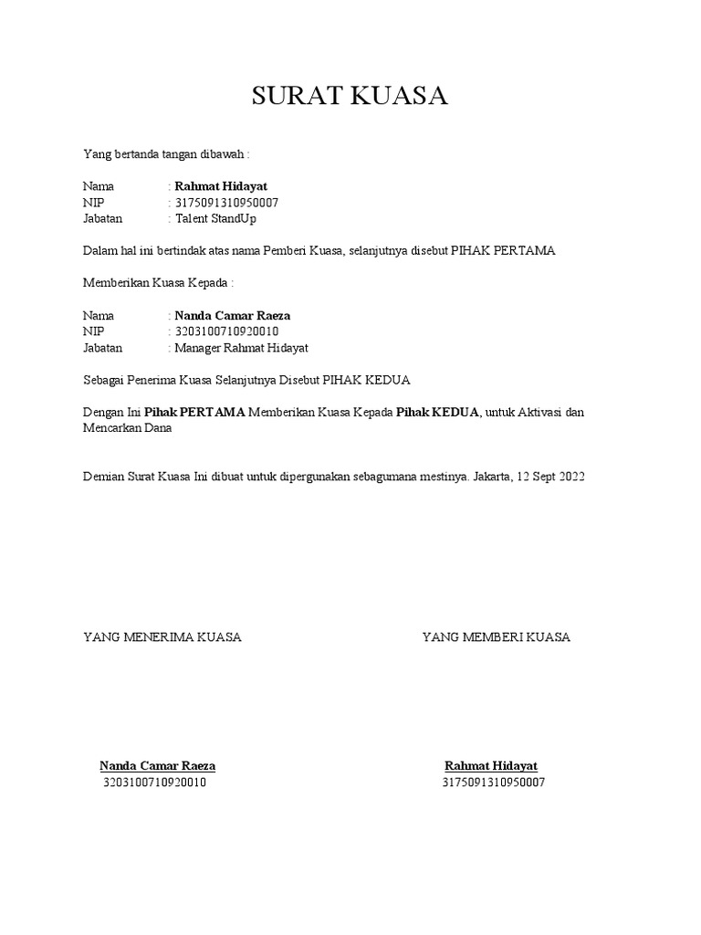Surat Kuasa Aktivasi QRIS | PDF