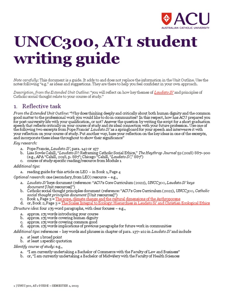 UNCC300 Student Writing Guide | PDF | Curriculum | Catholic Social Teaching