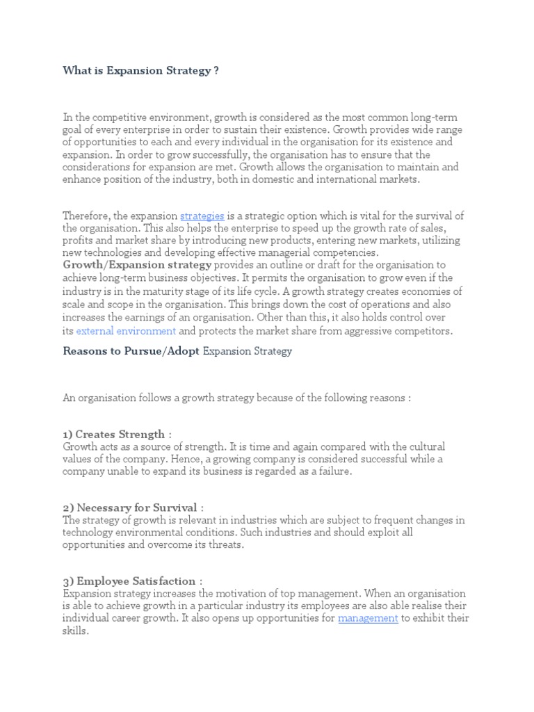 Expansion Growth Strategies | PDF | Strategic Management | Mergers And ...