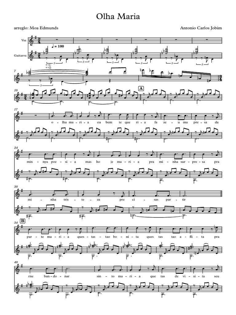 Olha Maria: Lyrics and Arrangement | PDF