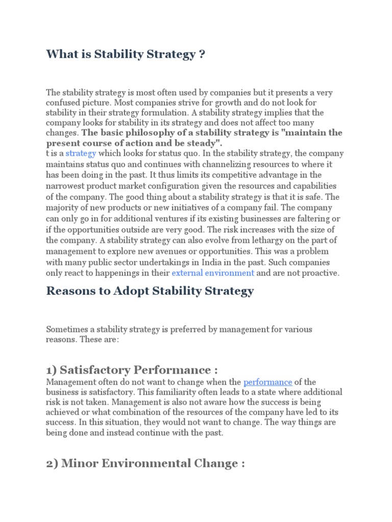 Stability Strategy | PDF | Profit (Economics) | Risk