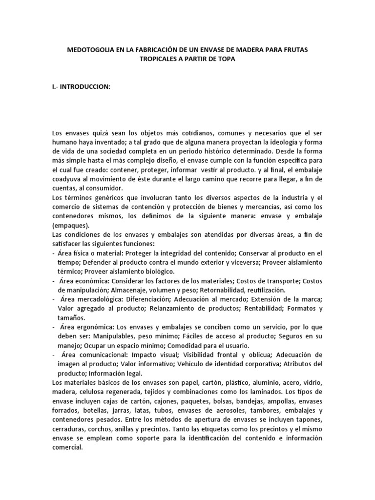 Diseño de Un Embalaje A Partir de Madera Topa | PDF | Madera | Alimentos