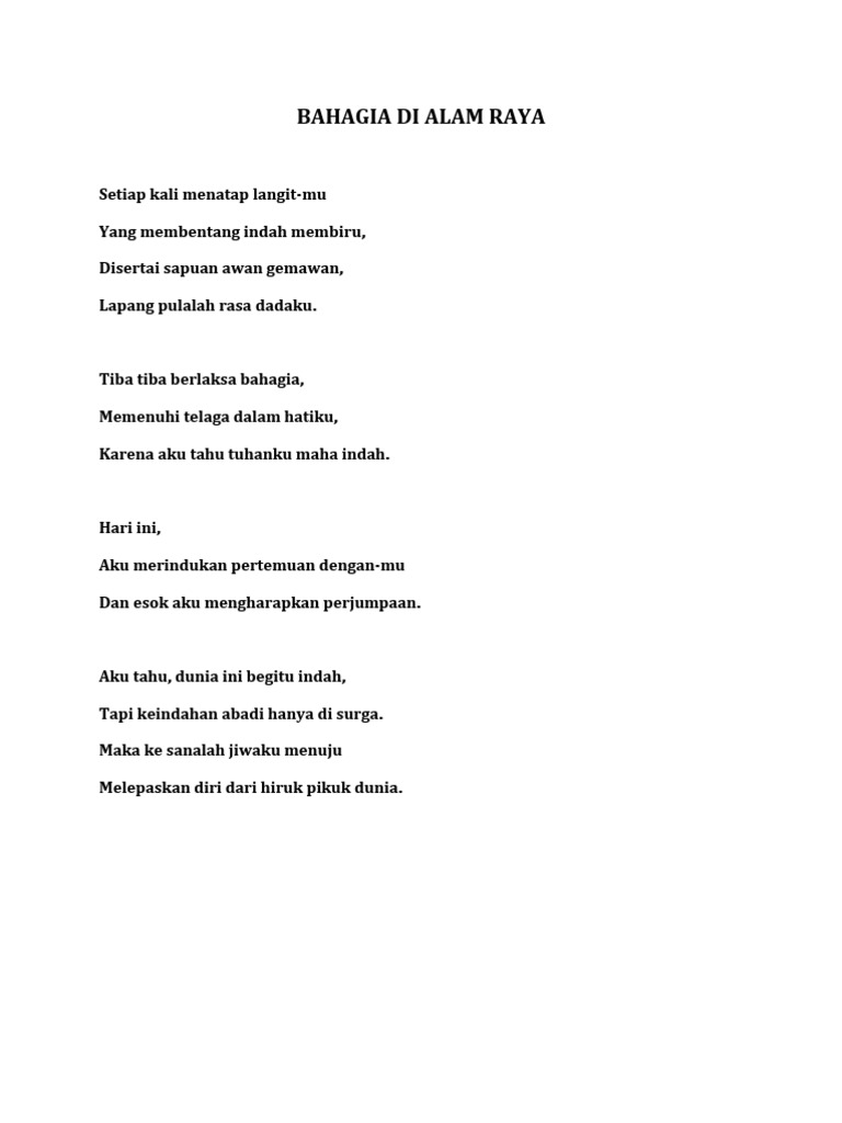 Puisi Bahagia Di Alam Raya | PDF