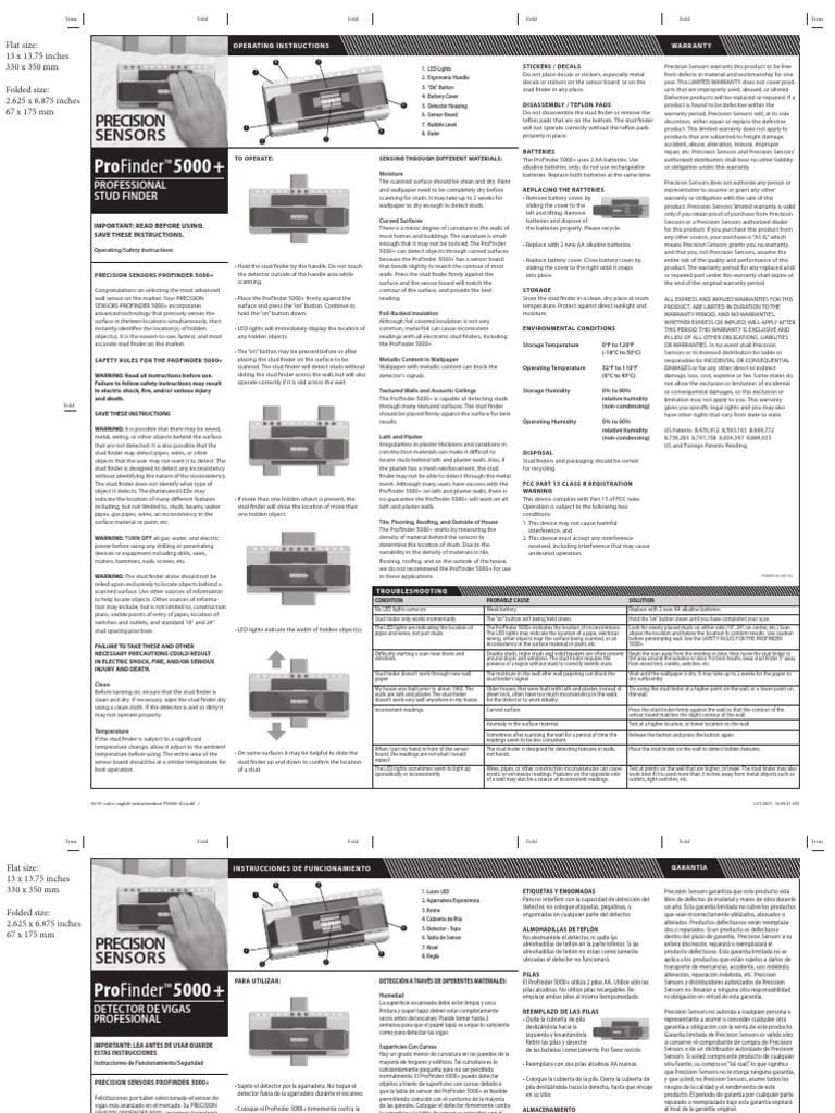 Stud Finder - Profinder 5000+ Instructions | PDF | Plaster | Building ...