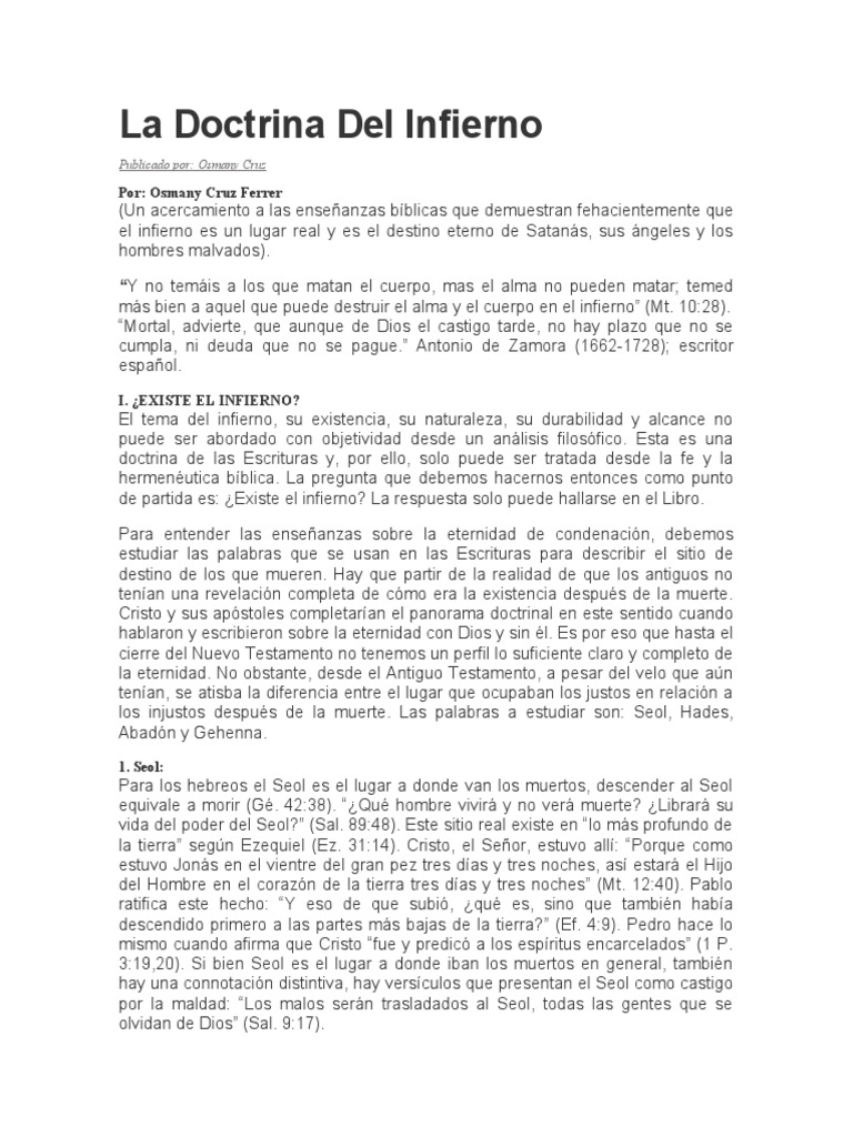 La Doctrina del Infierno en la Biblia | PDF | Infierno | Purgatorio