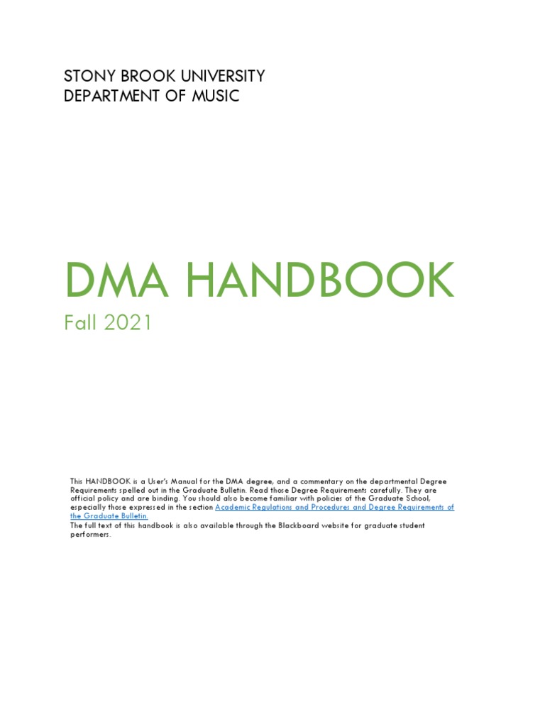 DMA Handbook Fall 2021 - Final Version | PDF | Orchestras | Thesis