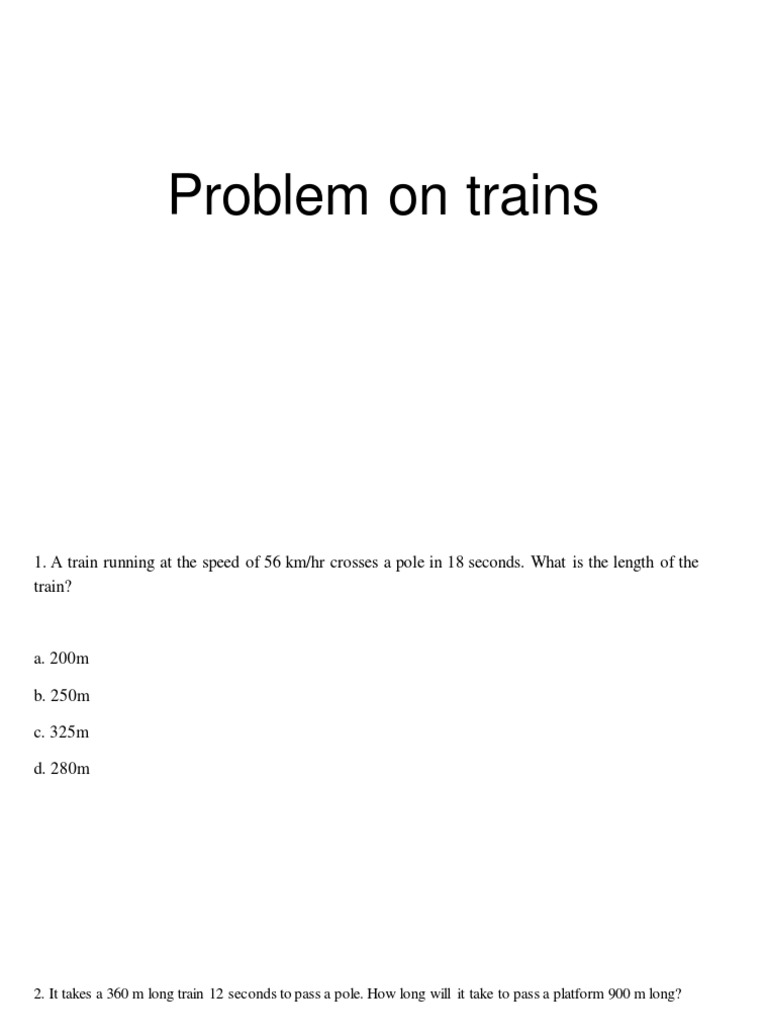 Problem On Trains | PDF | Metre | Speed