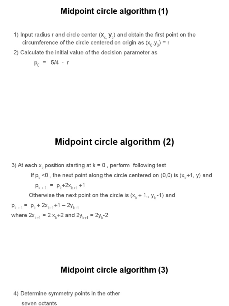 Midpoint Circle Algorithm-Cg | PDF Midpoint Circle Algorithm-Cg | PDF
