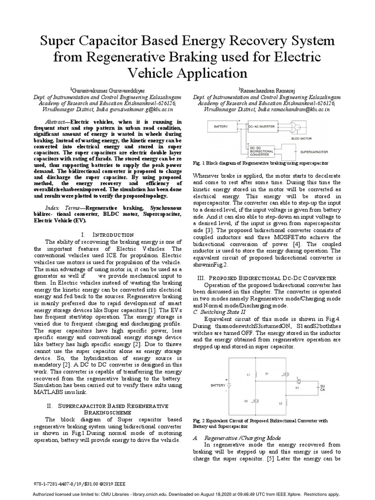 Super Capacitor Based Energy Recovery System From Regenerative Braking ...