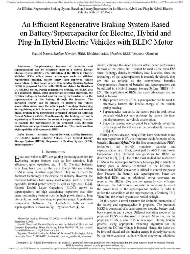 An Efficient Regenerative Braking System Based | PDF | Power Inverter ...