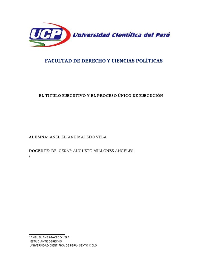 Titulo Ejecutivo y Proceso Unico de Ejecucion | PDF | Sentencia (ley) | Ley procesal