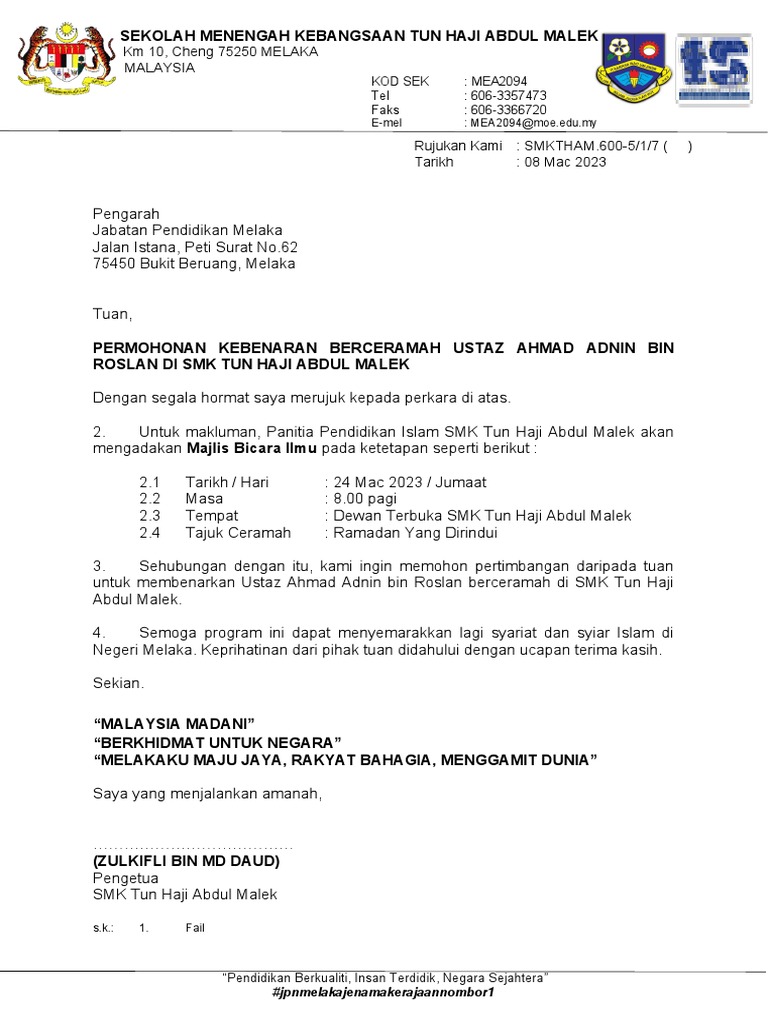 Surat Jemputan Penceramah | PDF