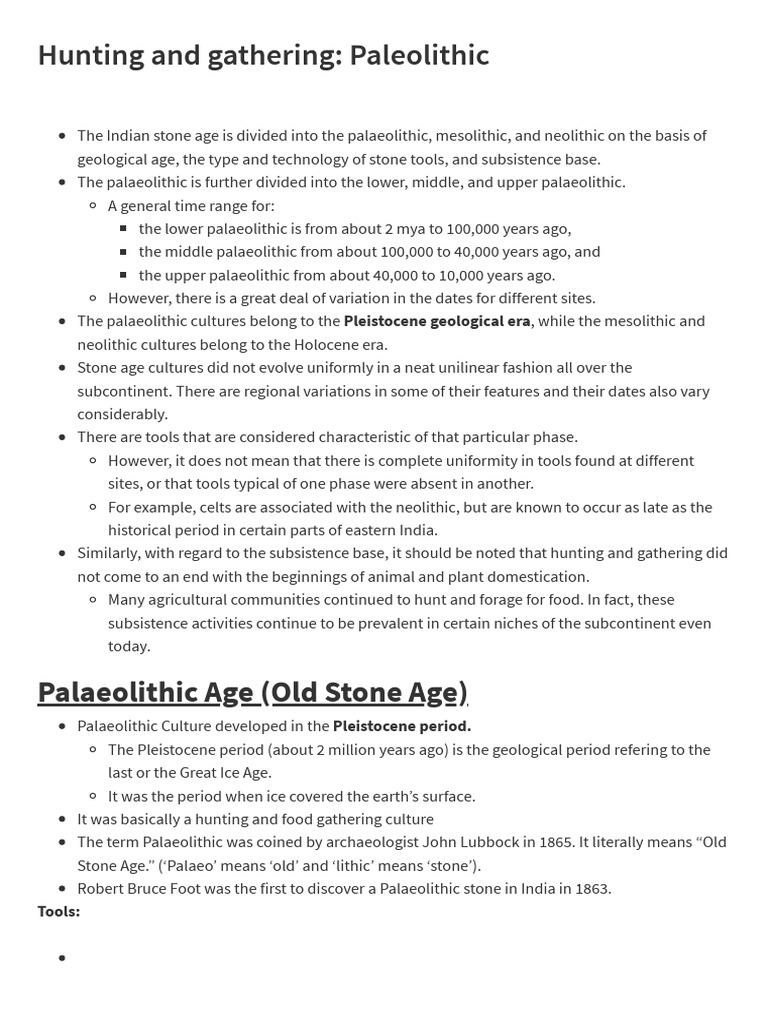 Paleolithic Hunting and Gathering Tools | PDF | Hunter Gatherer ...