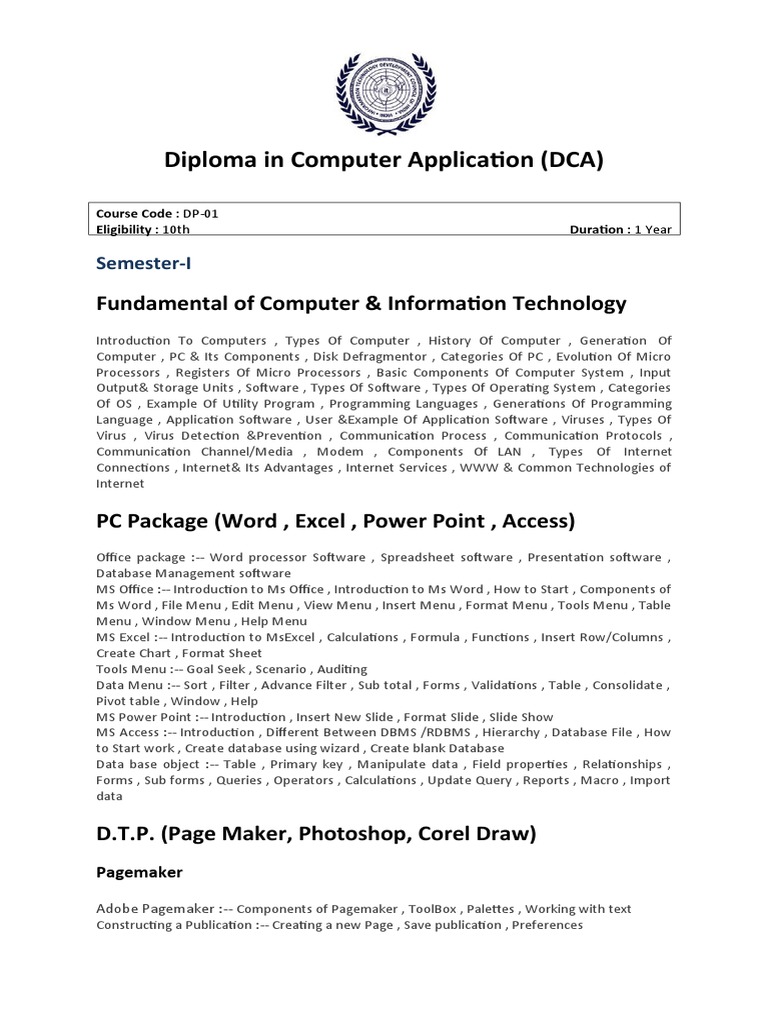 Diploma in Computer Application PDF | PDF | Programming | Constructor ...