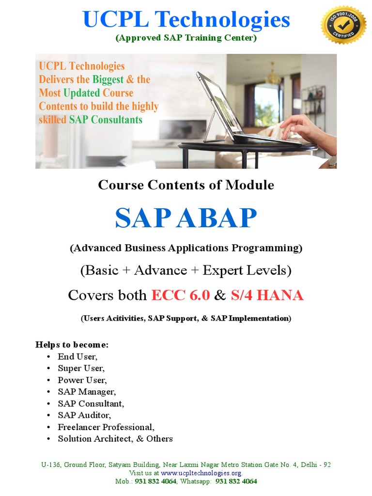 0016 SAP ABAP With S4 HANA Syllabus UCPL Technologies | PDF | Software Engineering | Information ...