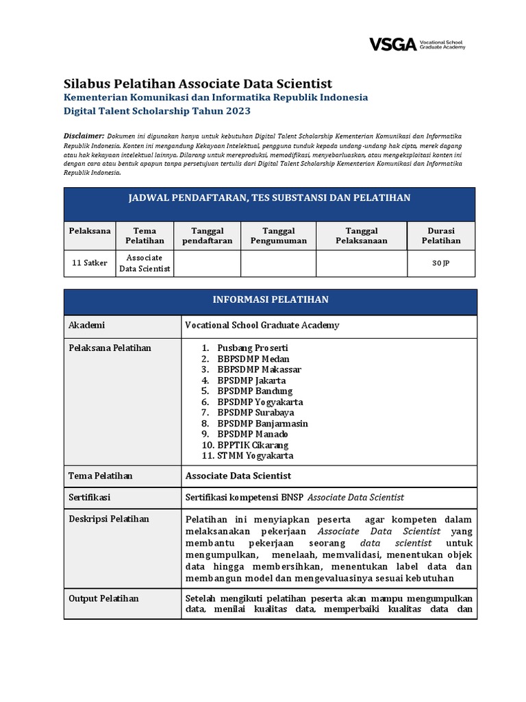 Silabus - Associate Data Scientist | PDF