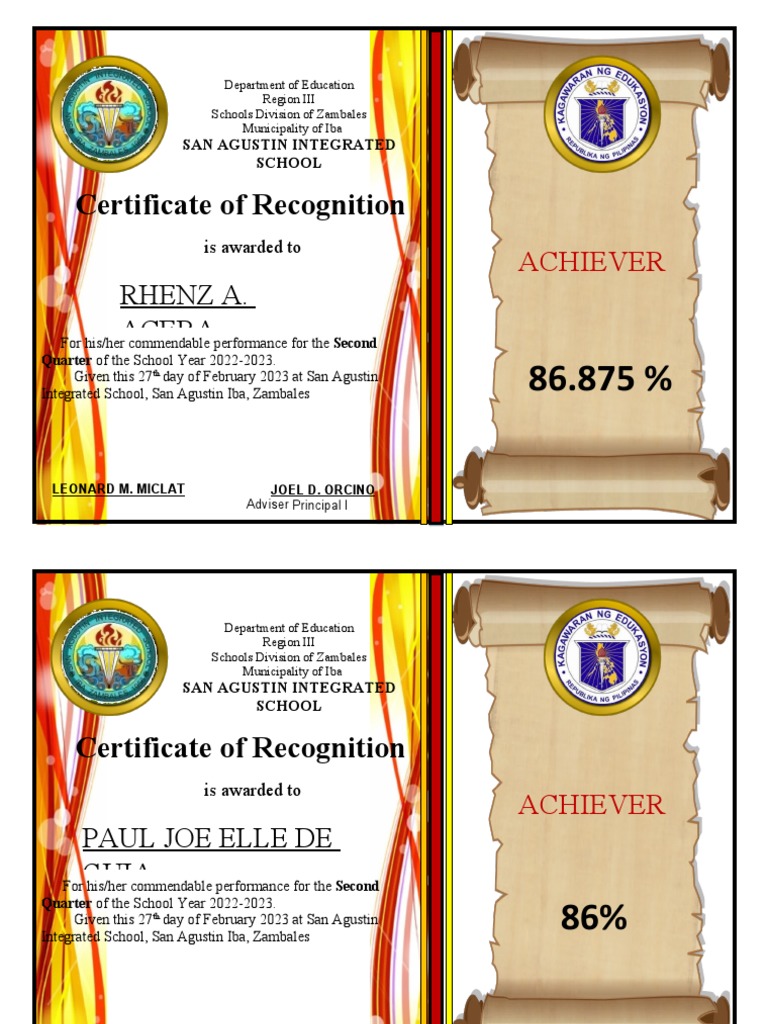 Achievers Certificate | PDF