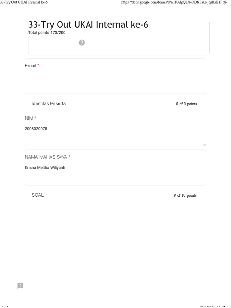 33-Try Out UKAI Internal Ke-6 | PDF