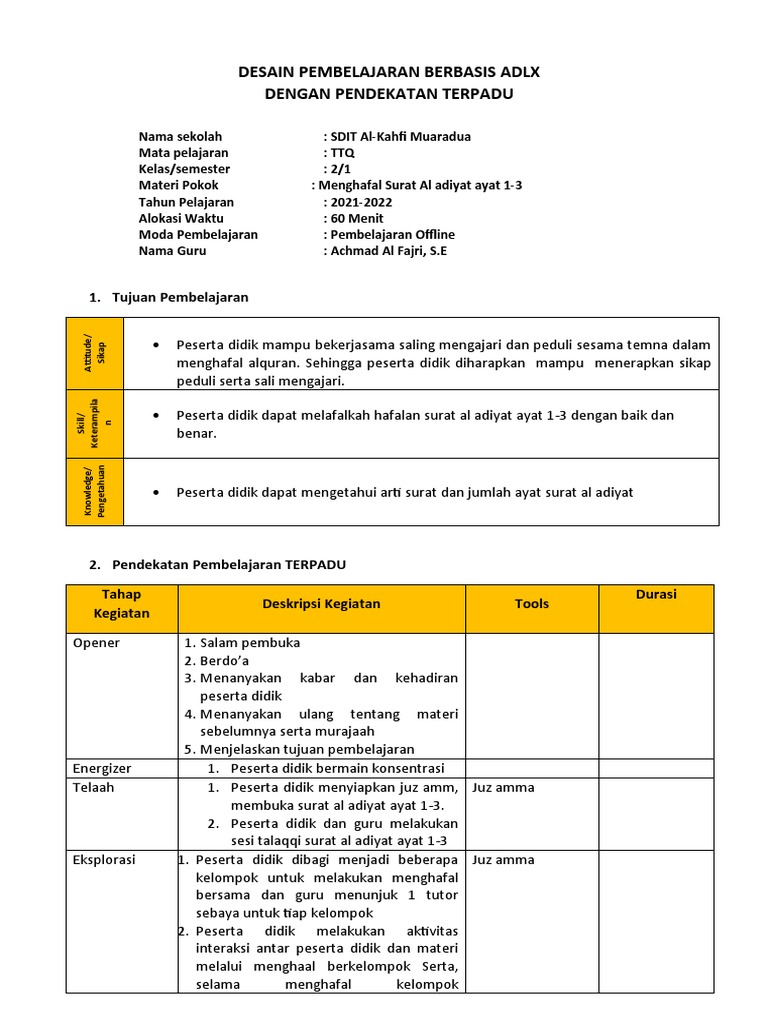 RPP TTQ Kelas2 | PDF