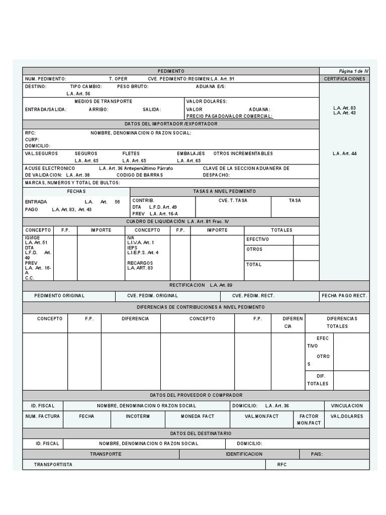 Formato de Pedimento | PDF | Comercio | El comercio internacional