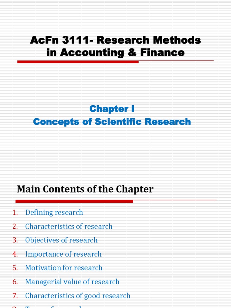 Research Methods Chapter 1 Concepts of Scientific Research | PDF | Scientific Method | Methodology