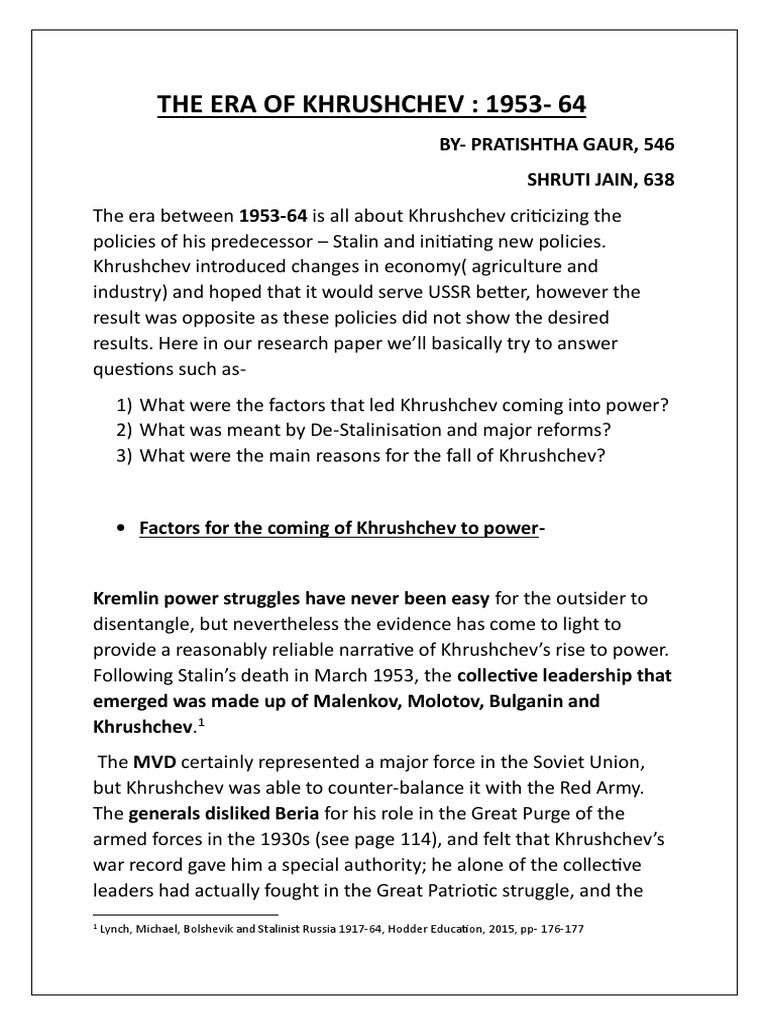 The Era of Khrushchev | PDF | Nikita Khrushchev | Soviet Union