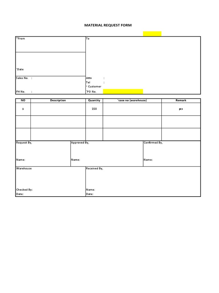 Material Request Form | PDF