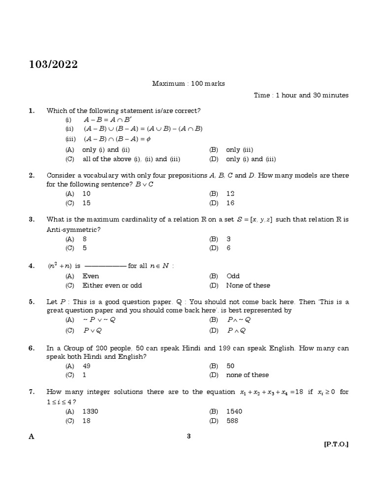 KPSC - QP - 103 - 2022 | PDF | Pointer (Computer Programming) | World ...