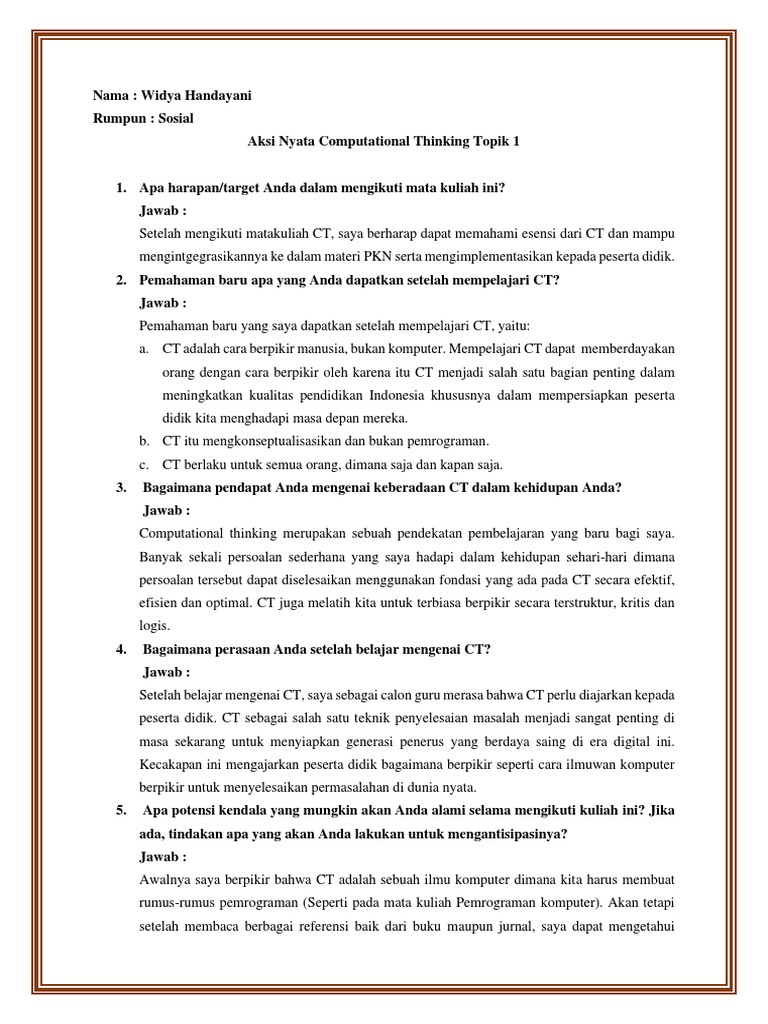Pentingnya Computational Thinking untuk Pendidikan | PDF