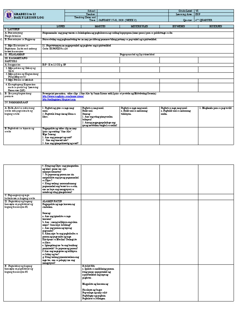 Esp 6 - Q4 - W3 - DLL | PDF