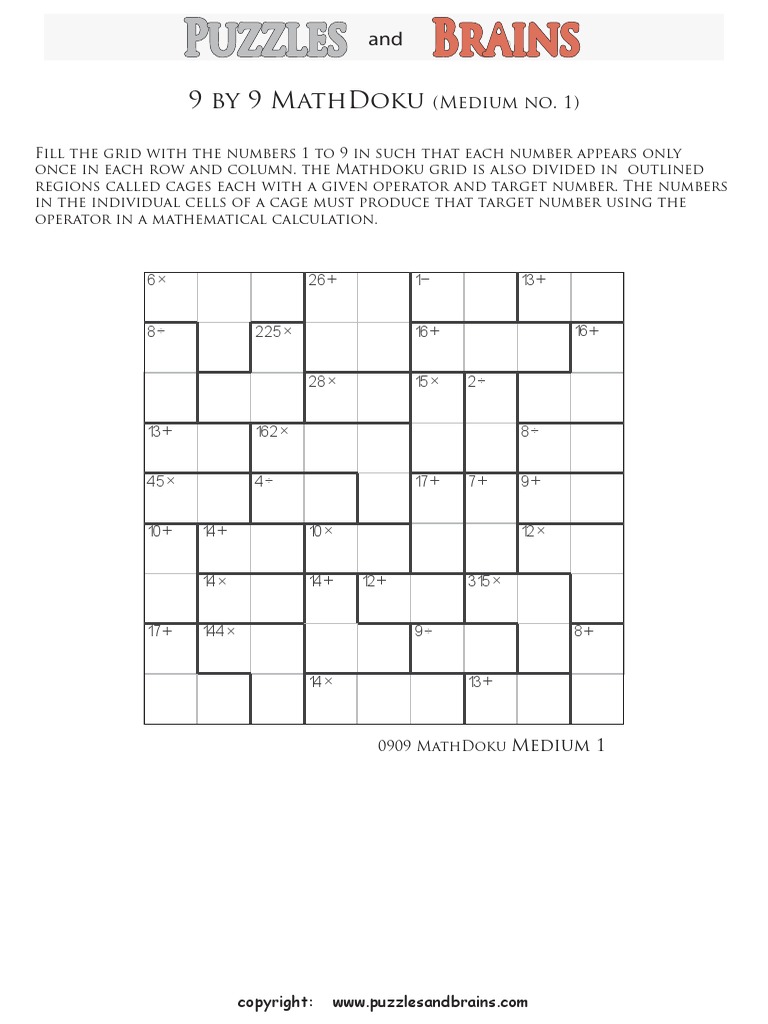 0909 Math Doku Medium 1 | PDF