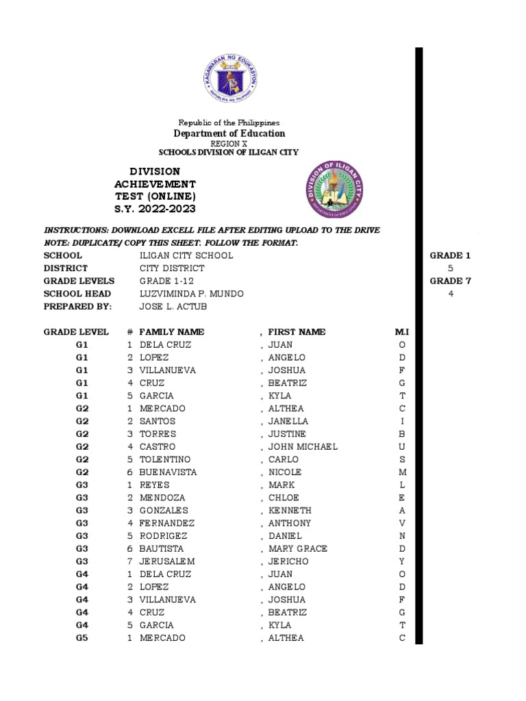 Efemhs-A. List of Takers Format & Template | PDF